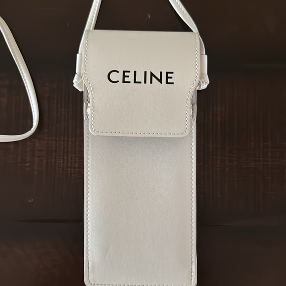 Celine | Bags | Celine New White Leather Flap Top Sunglass Case Phone ...